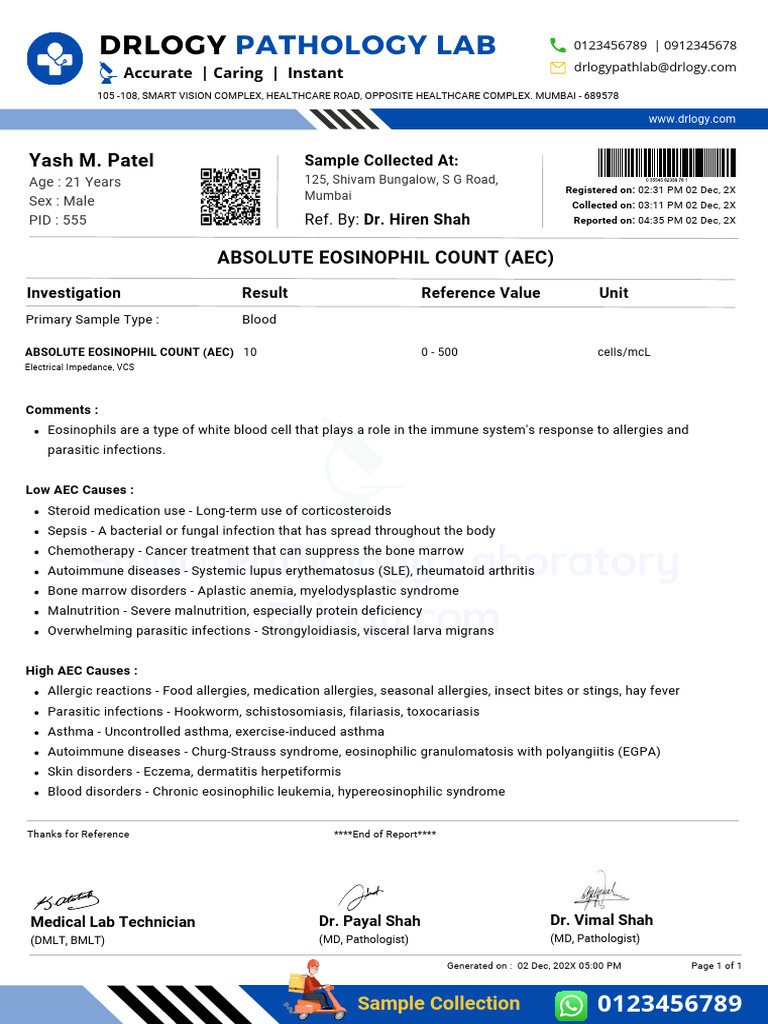 ABSOLUTE-EOSINOPHIL-COUNT-AEC - Test-Report-Format-Example-Sample ...