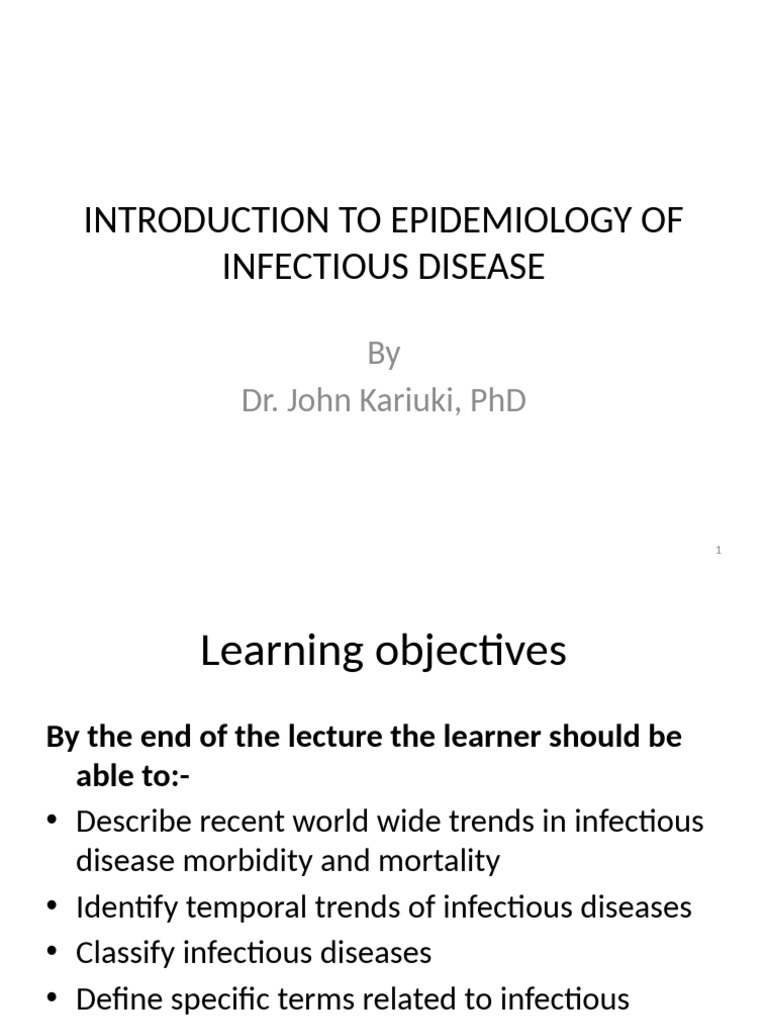 Lecture 3 Epidemiology of Infectious Diseases | PDF