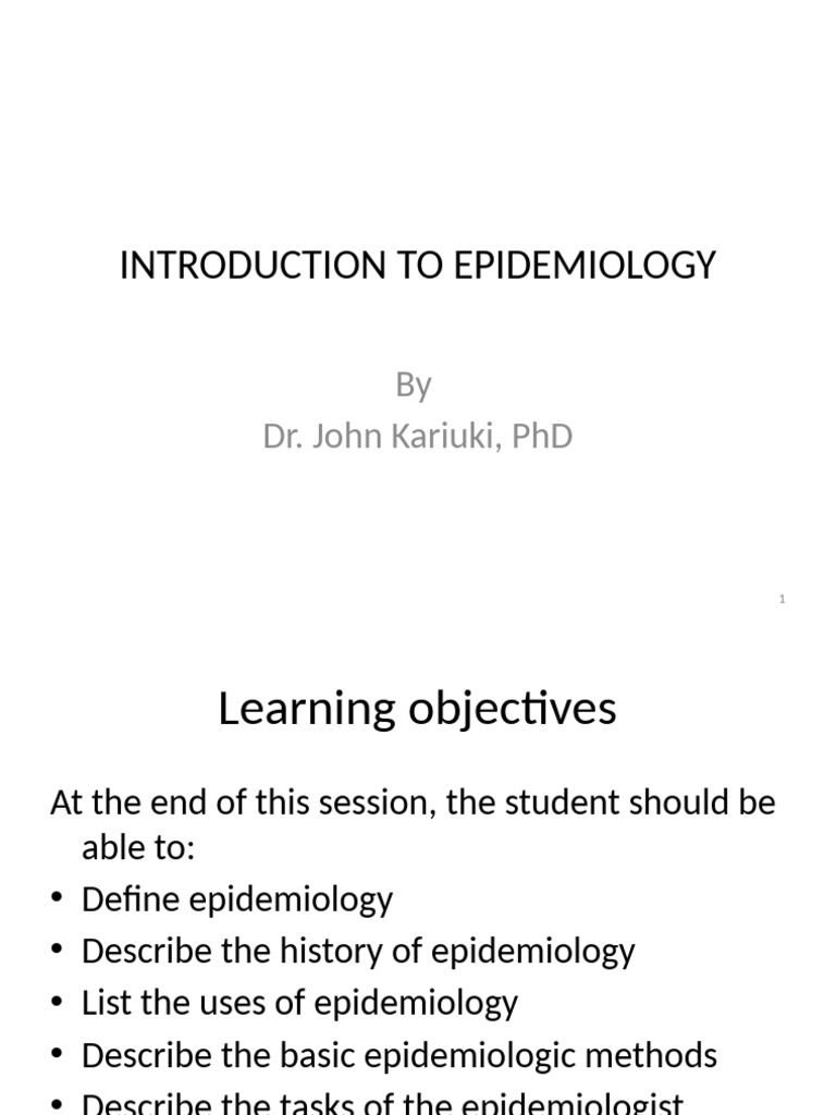 Lecture 1 Introduction To Epidemiology | PDF