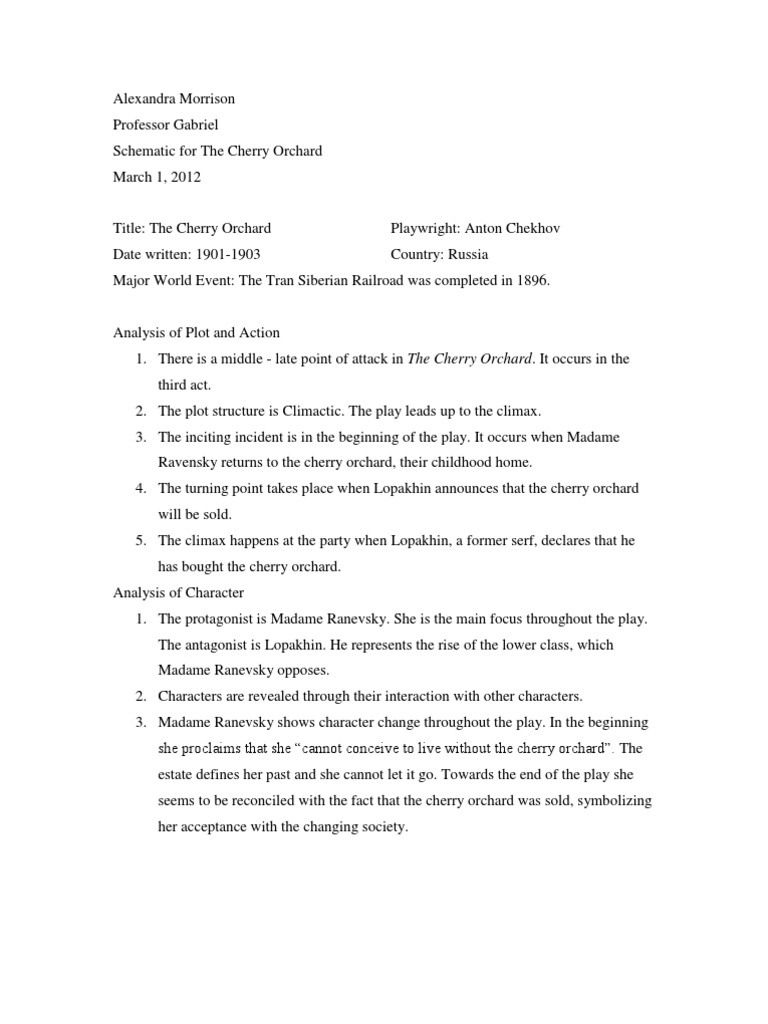 The Cherry Orchard Schematic | PDF | Entertainment