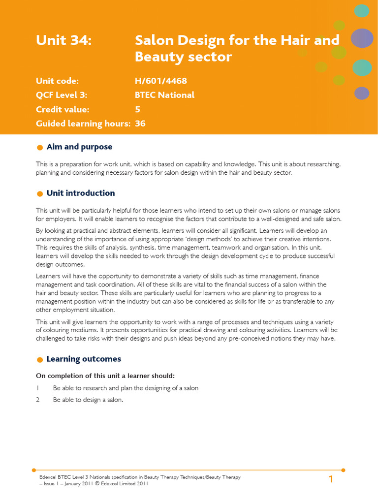 Unit 34: Salon Design For The Hair and Beauty Sector | PDF ...
