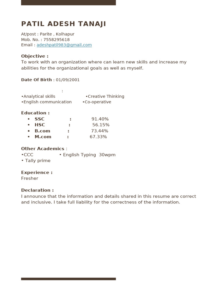 Adesh Patil - (Resume) | PDF