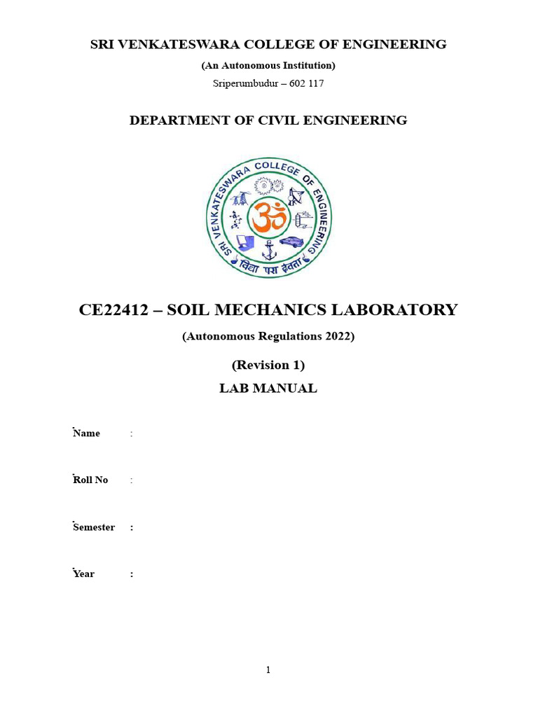 CE22412 - Soil Mechanics Lab Manal - HoD Approved | PDF | Density ...
