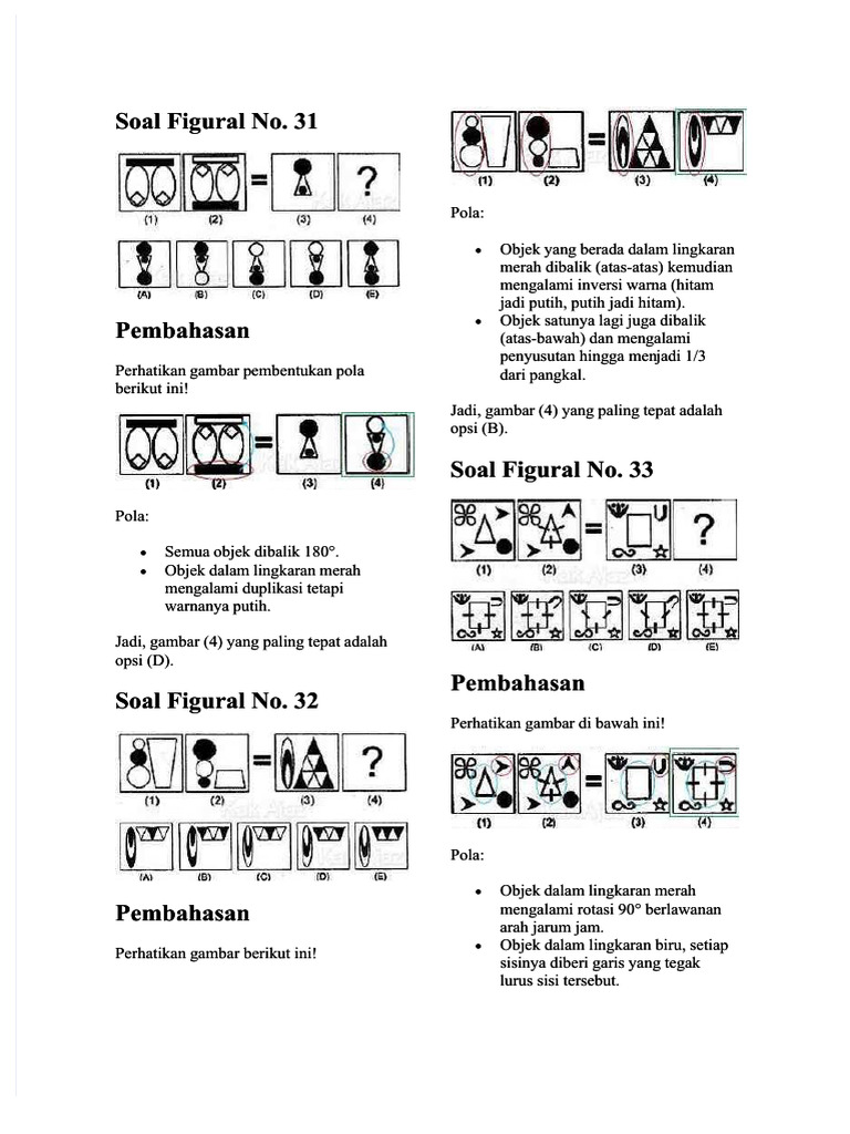 Pembahasan Soal Figural 31-37 | PDF
