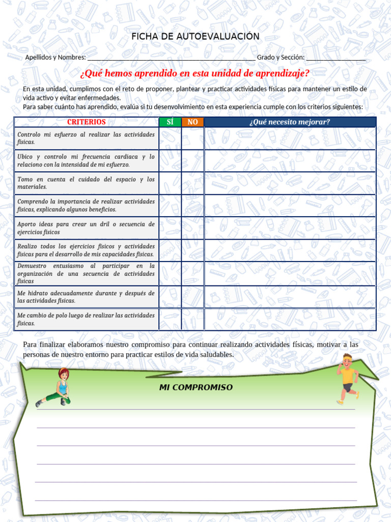 Ficha Evaluación-EF-Sem-4 UA-1-2°Sec. | PDF