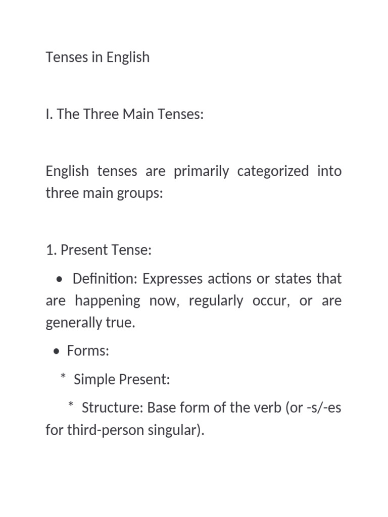 Tenses in English-WPS Office | PDF | Perfect (Grammar) | Verb