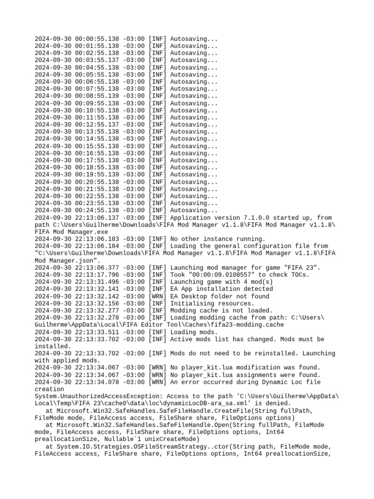 FIFA Mod Manager Log20240930 | PDF | Computer Architecture | Microsoft Windows