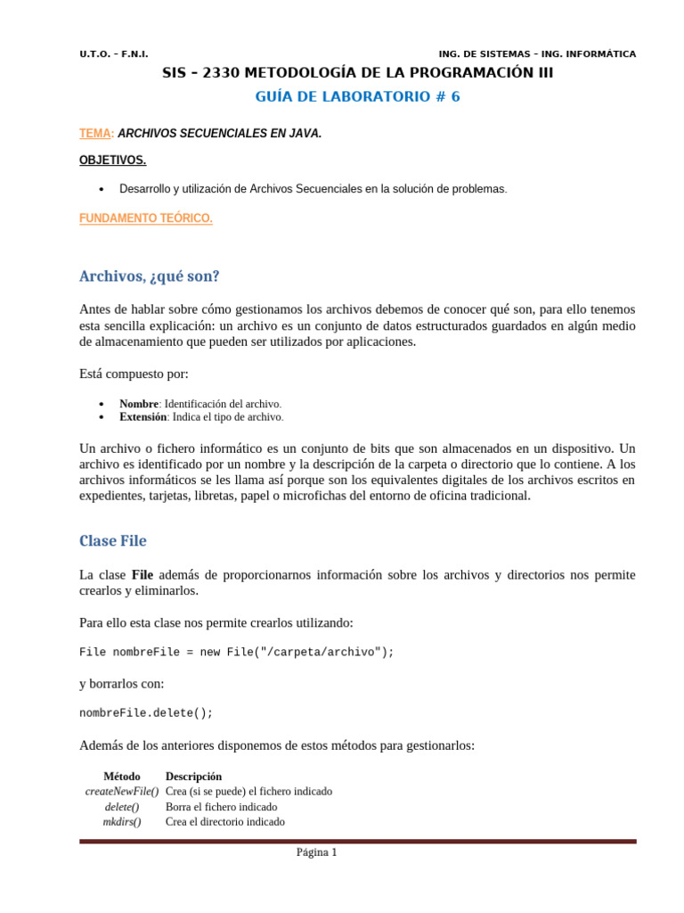 Guia - LAB - 7 - Prog - III - Archivos Texto en JAVA - Sem - 1-2024 | PDF | Archivo de ...