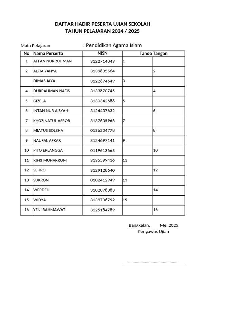 Absen Siswa | PDF