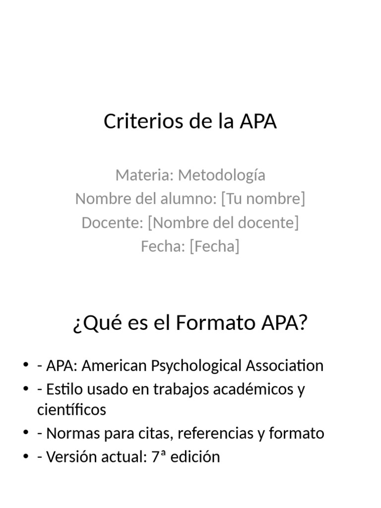 Criterios APA Metodologia | PDF | Estilo apa