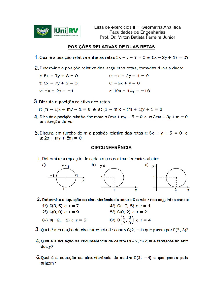 Lista de Exerc-Cios - G2 | PDF