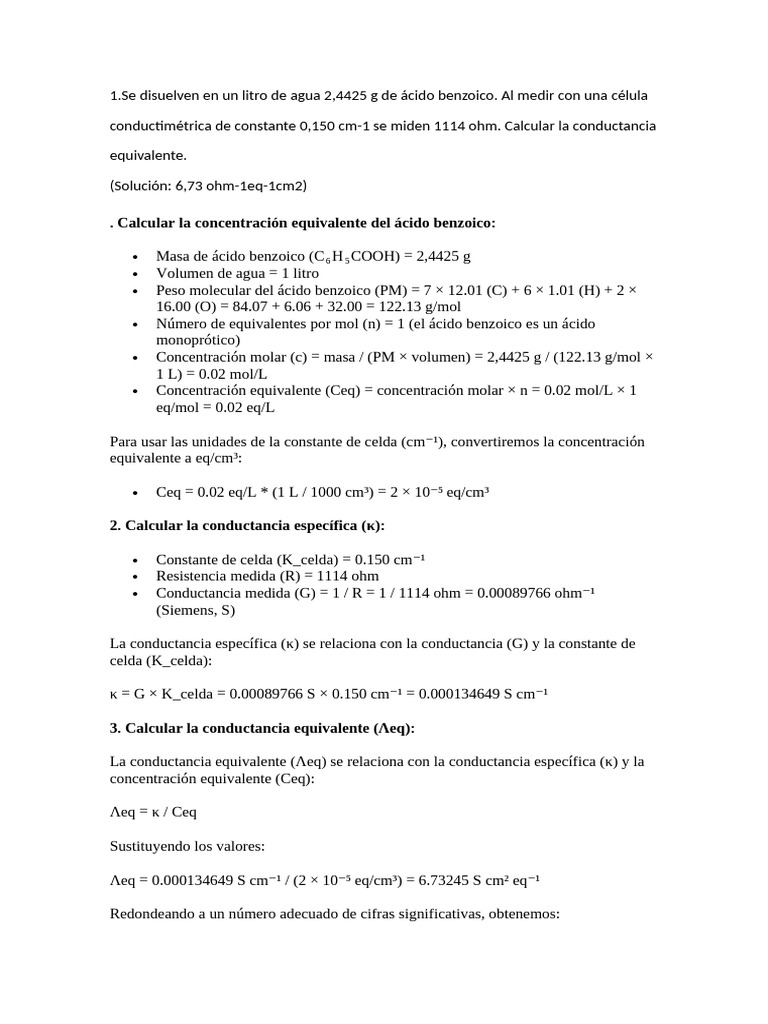 Conductimetria Resuelto... | PDF | Química Física | Química analítica