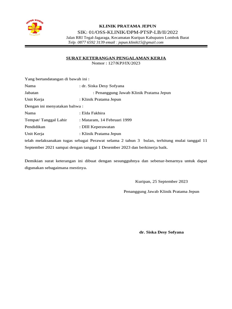 Pengalaman Kerja Elda | PDF