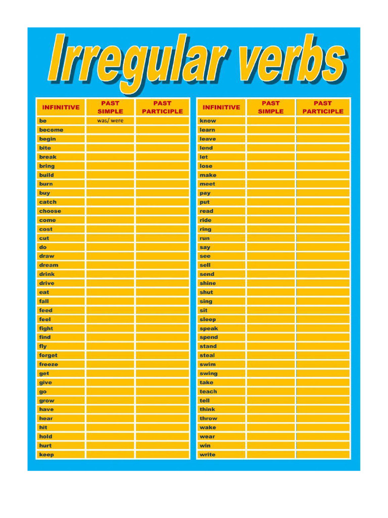 Irregular Verbs Exercise | PDF