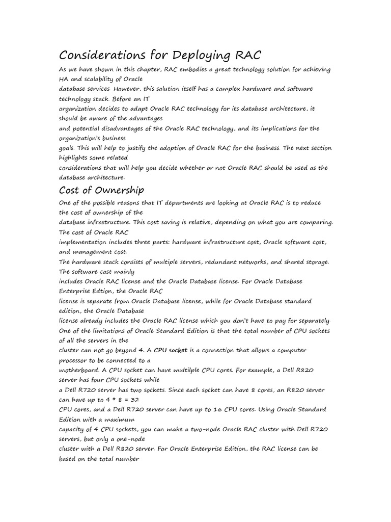 Considerations For Deploying RAC | PDF | Scalability | Databases