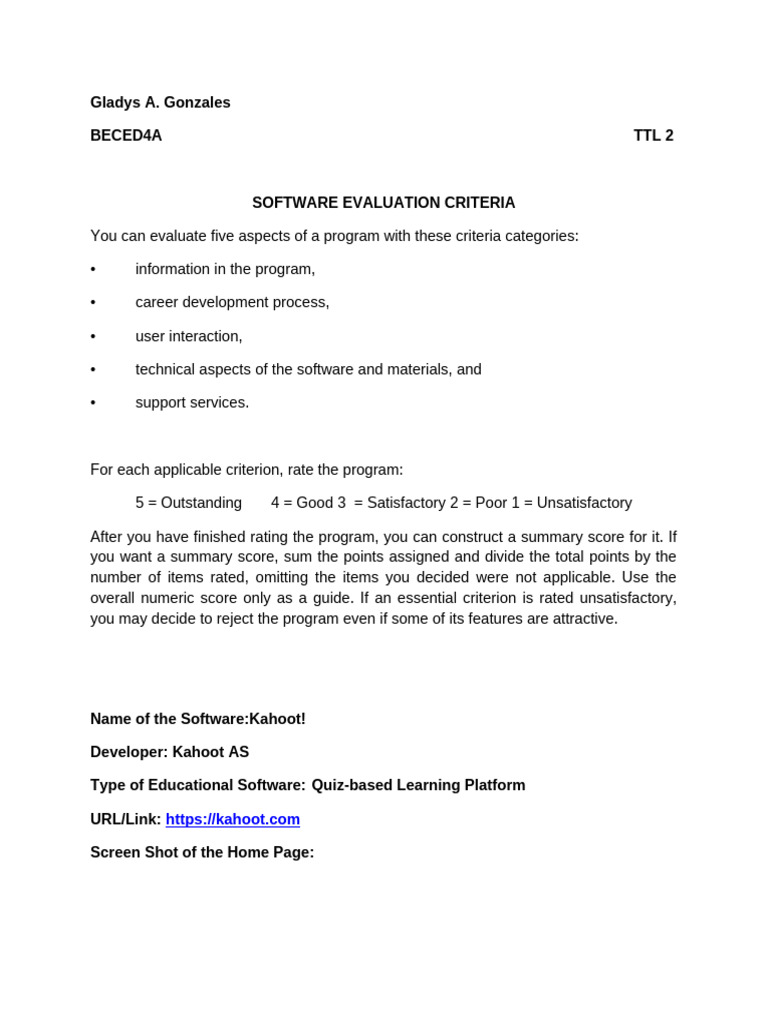 Software Evaluation Criteria | PDF | Computer Program | Programming