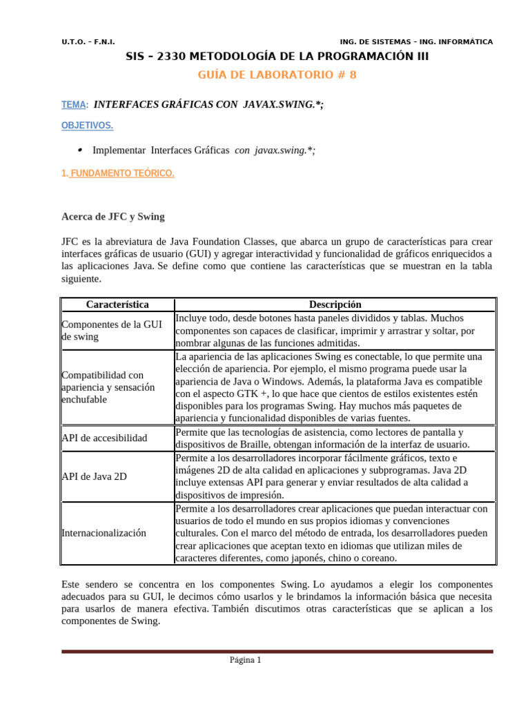 Guia_LAB_5_Prog_III_Interfaz Gráfica Swing AWT (1) | PDF | Java (lenguaje de programación ...