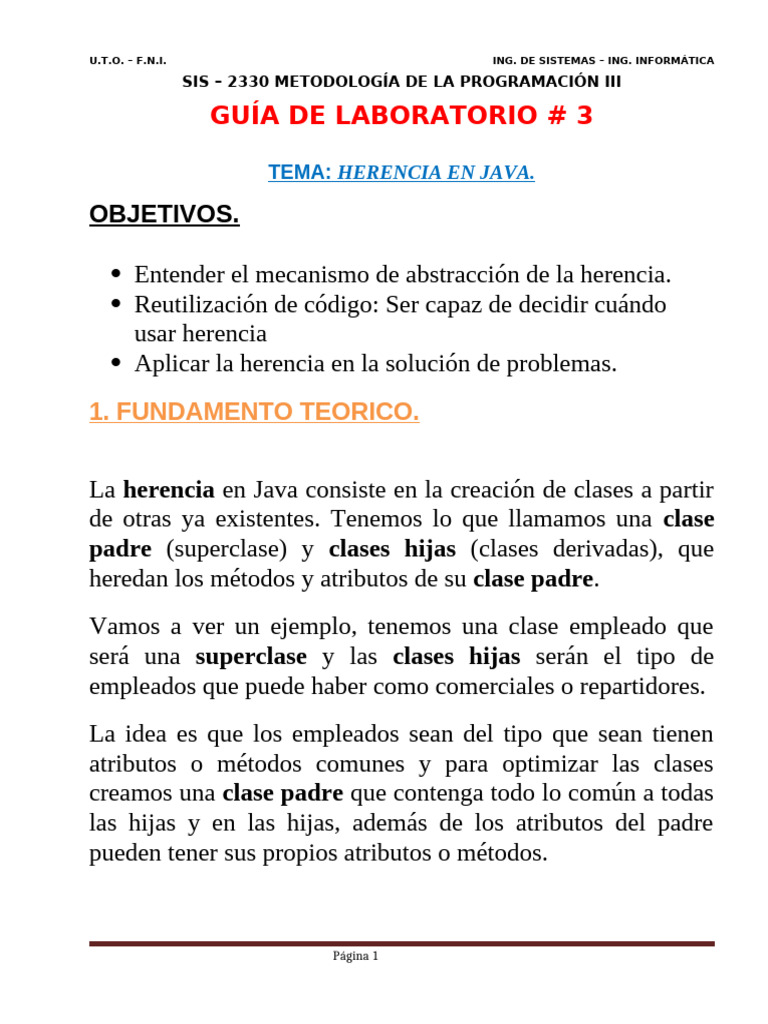 Guia LAB 3 Prog III Herencia SEM 1 2024 | PDF | Herencia (Programación Orientada a Objetos ...