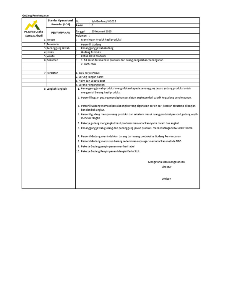 4.SOP Penyimpanan | PDF