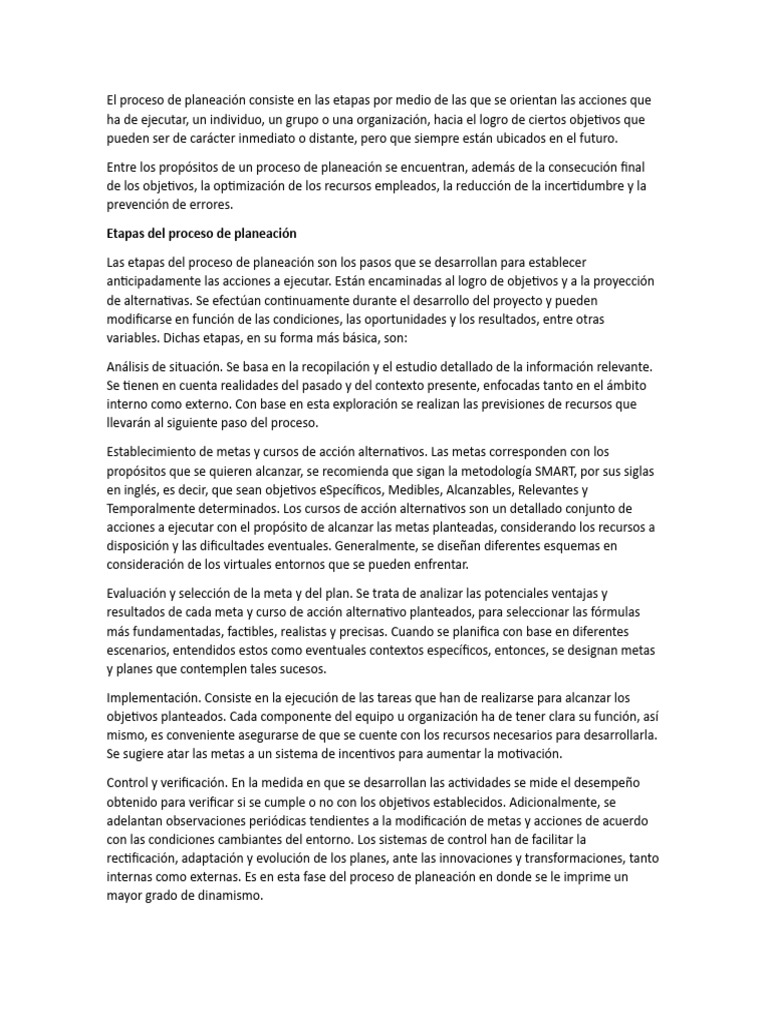 Act10. El Proceso Administrativo - P Laneacion 4.7 | PDF | Planificación | Toma de decisiones