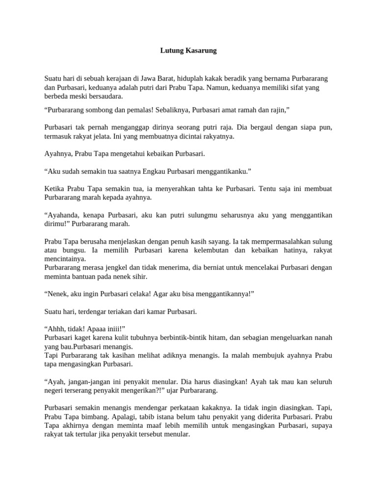 Kisah Purbasari dan Lutung Kasarung | PDF