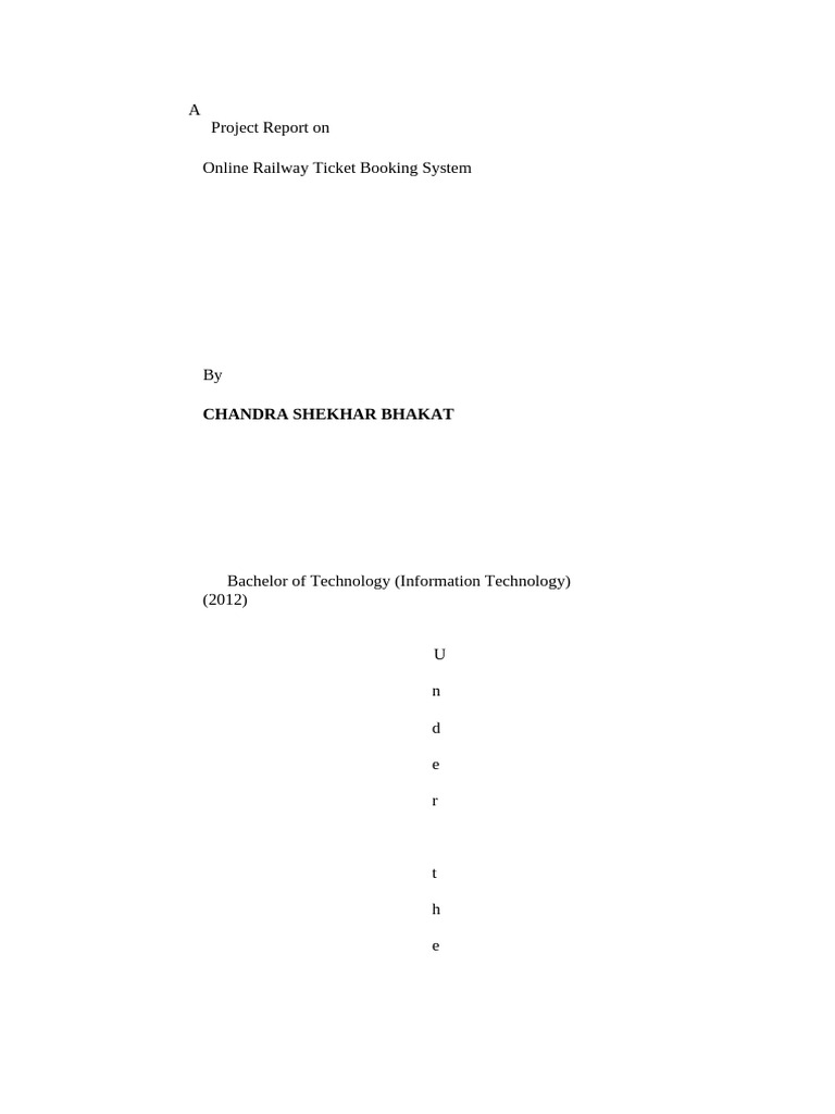 Formatted Railway Reservation Project Report | PDF | Databases | Active Server Pages