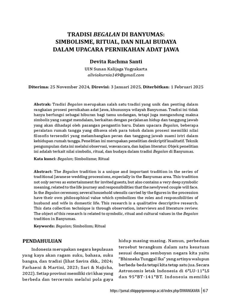 Tradisi Begalan Di Banyumas Simbolisme Ritual Dan Nilai Budaya Dalam ...