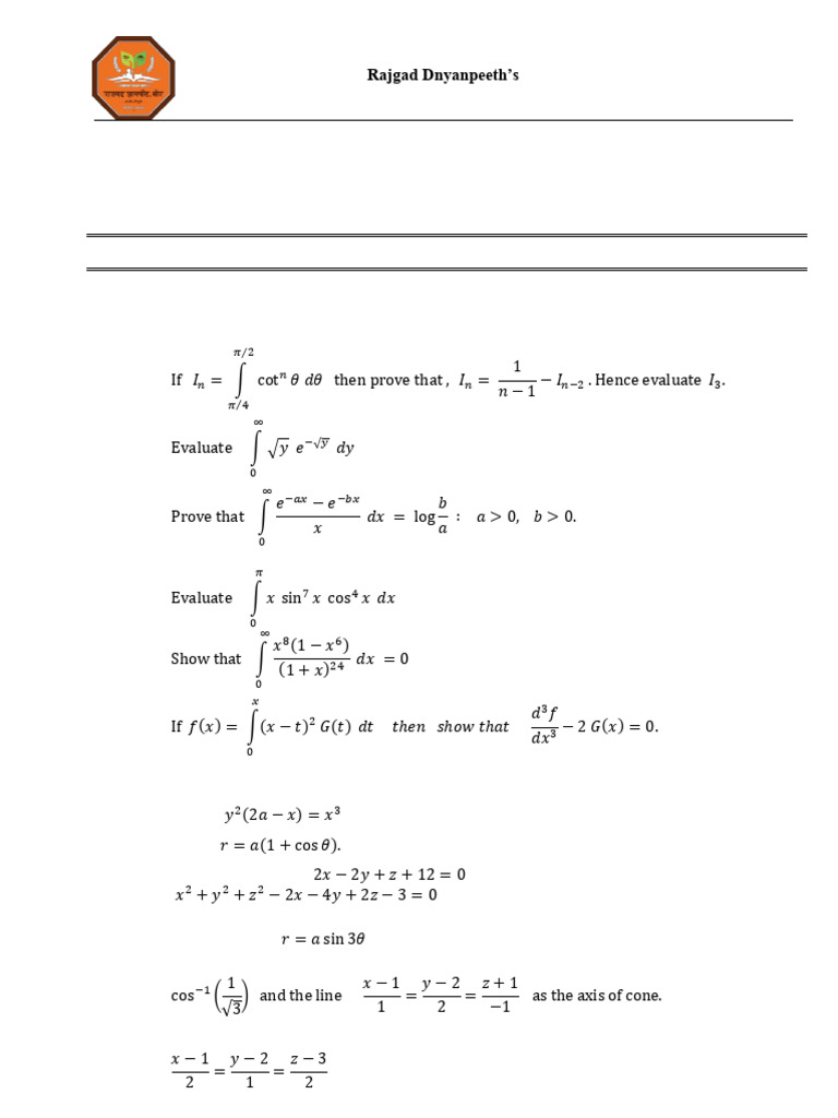 M2 Engineering Mathematics II Test 2025 | PDF | Analytic Geometry ...