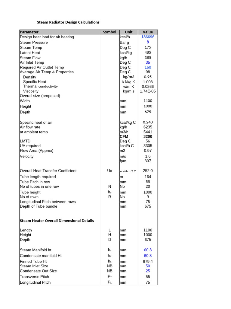 Steam Radiator Design Calculations Guide | PDF | Radiator | Heat Transfer