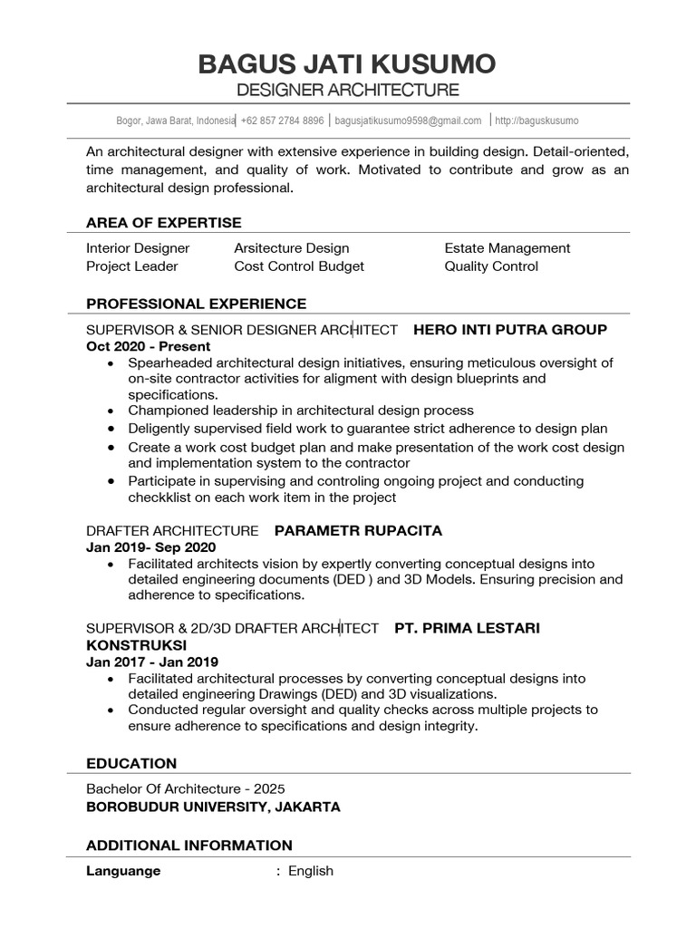 CV Bagus Jati Kusumo_2025 | PDF
