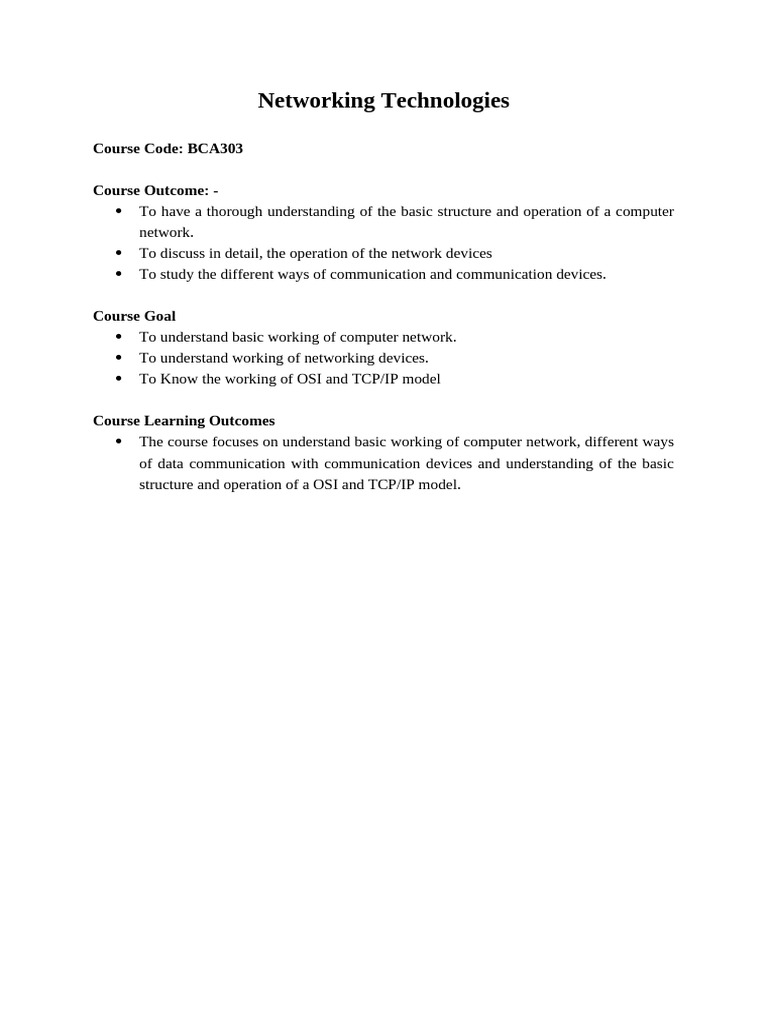 Networking Notes (Bca Iii) | PDF | Computer Network | Osi Model