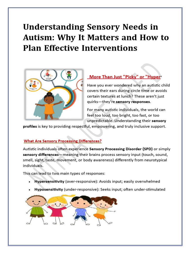 Understanding Autism Sensory Needs | PDF | Sensory Processing Disorder ...