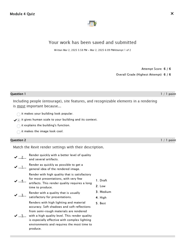 Module 4 Quiz ANSWERS - ARCH-211-V02 - Architectural Graphics II | PDF ...