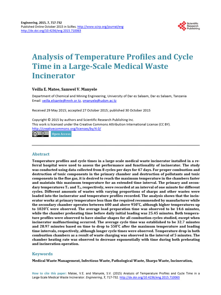 Analysis of Temperature Profiles and Cycle Time in | PDF | Incineration ...
