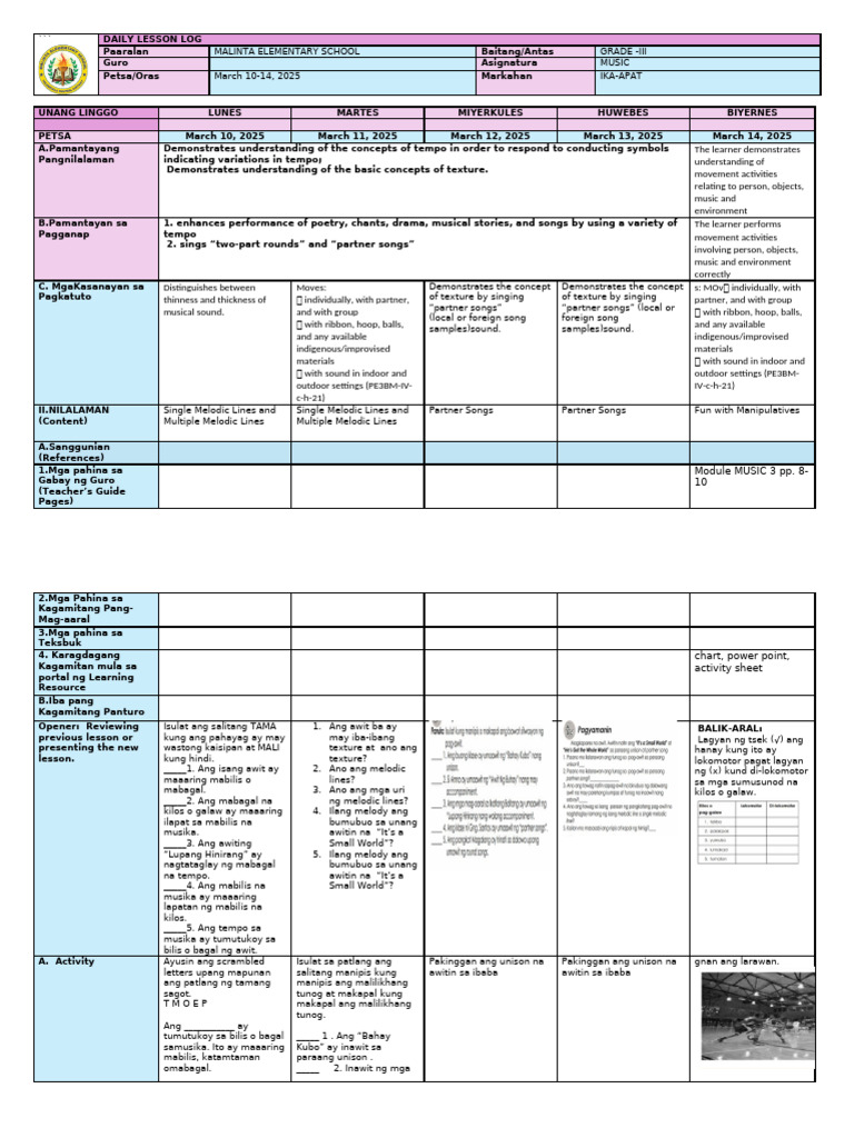 Music Quarter 4 Week 5 | PDF