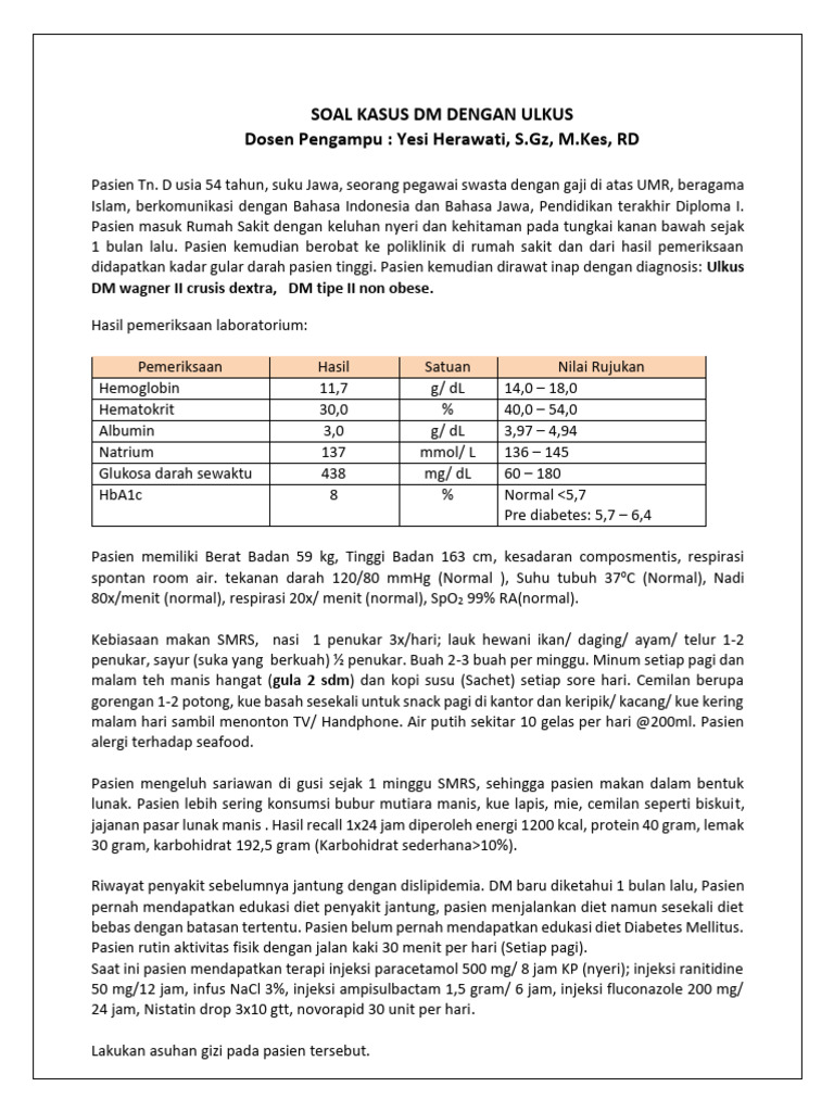 Asuhan Gizi Pasien Ulkus DM Tipe II | PDF