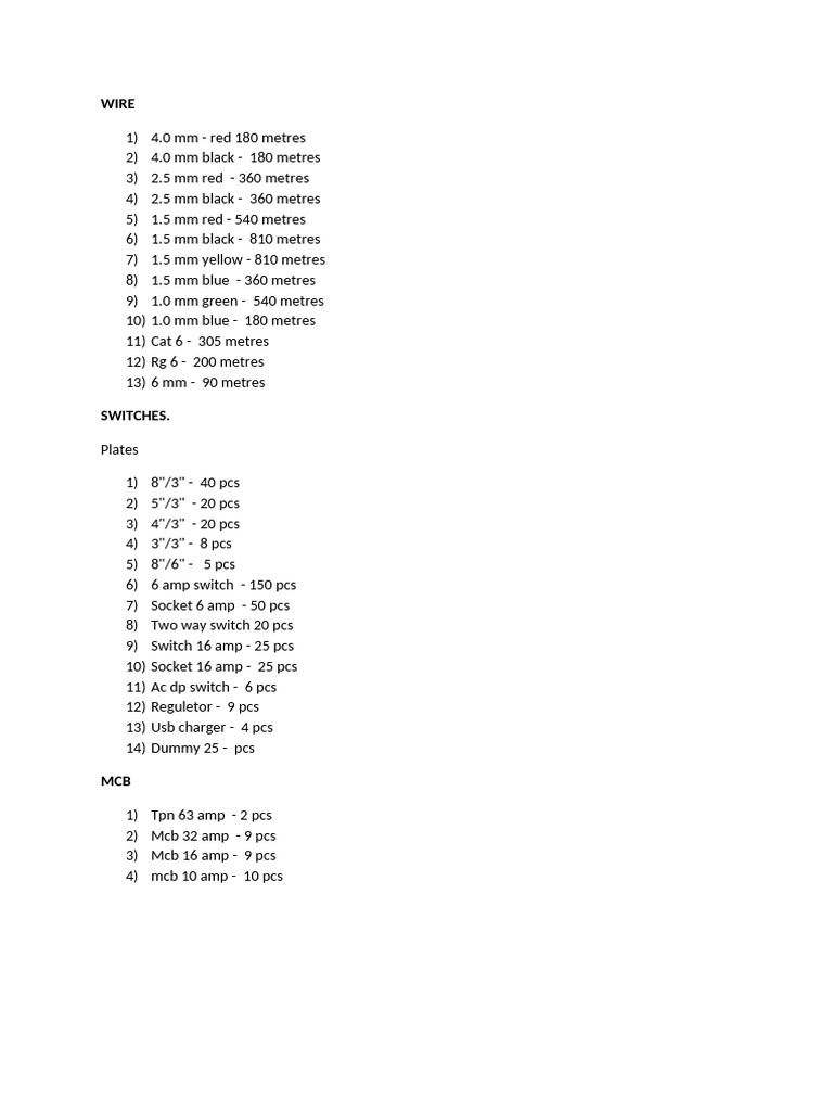 Electrical Requirement | PDF