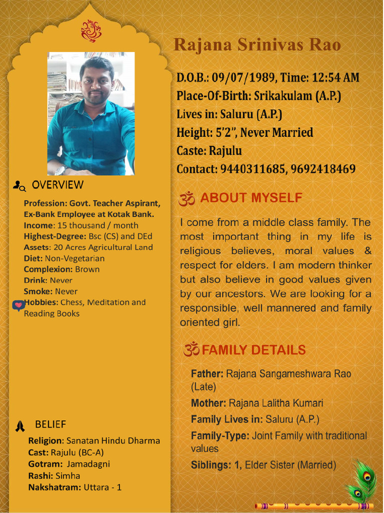Srinivas Marriage Biodata | PDF