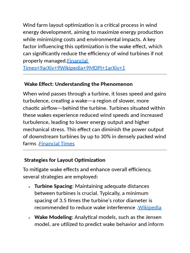 Wind farm layout optimization is a critical process in wind energy development | PDF | Wind ...