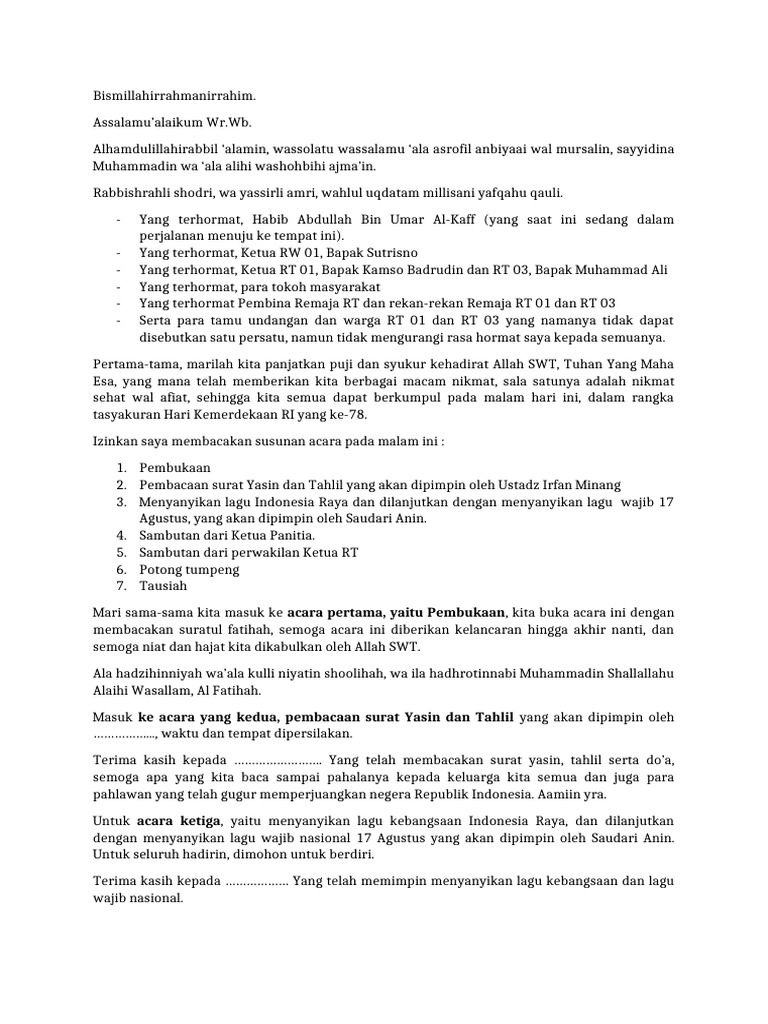 Teks MC 17 Agustus | PDF