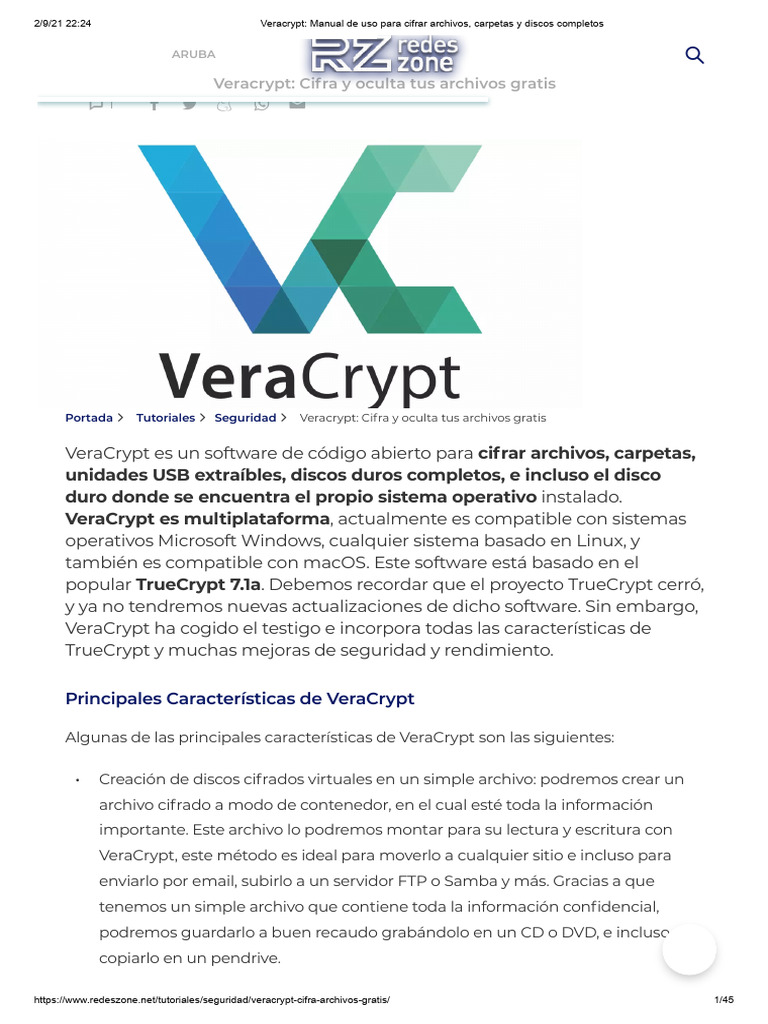 Veracrypt_ Manual de Uso Para Cifrar Archivos, Carpetas y Discos Completos | PDF | Archivo de ...