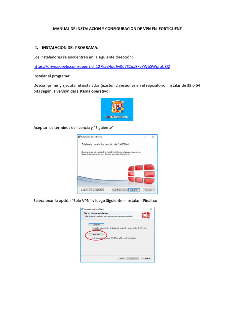 Manual de Instalacion y Configuracion de VPN en FortiClient v2 | PDF