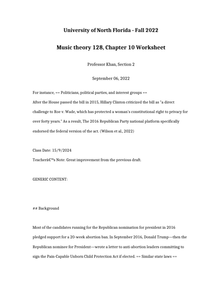 Music Theory 128 Chapter 10 Worksheet | PDF