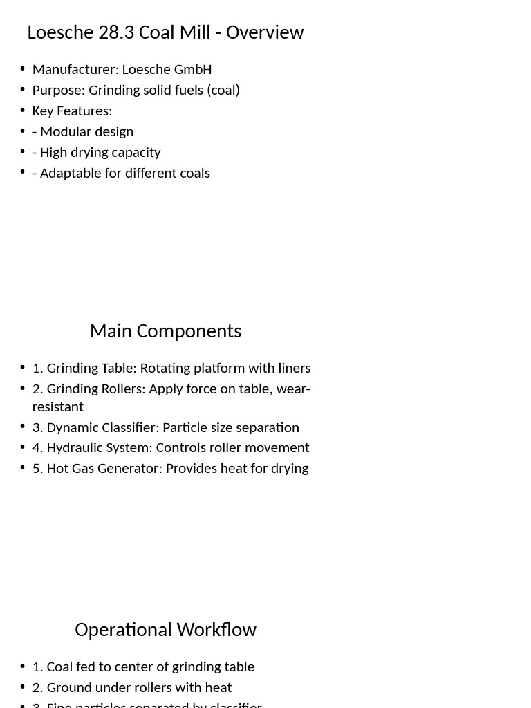 Loesche 28.3 Coal Mill Overview | PDF