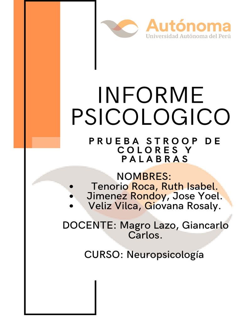 Test Stroop, Informe | PDF | Atención | Autismo