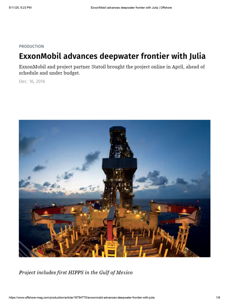 ExxonMobil advances deepwater frontier with Julia _ Offshore | PDF ...