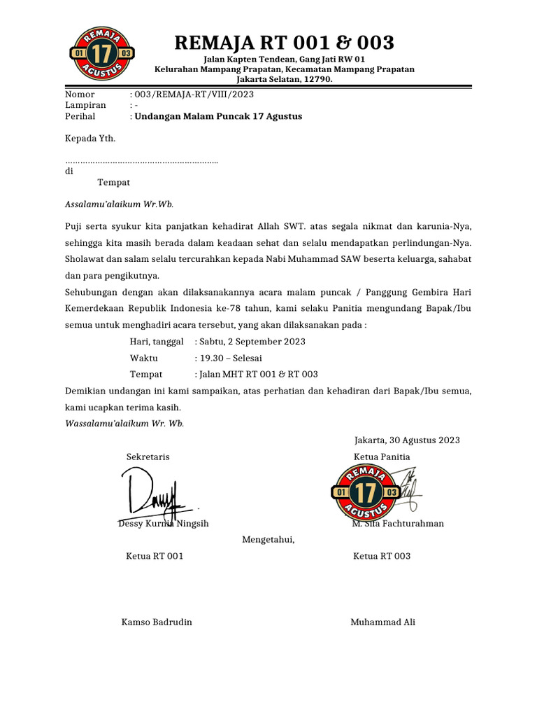 Undangan Malam Puncak 17 | PDF