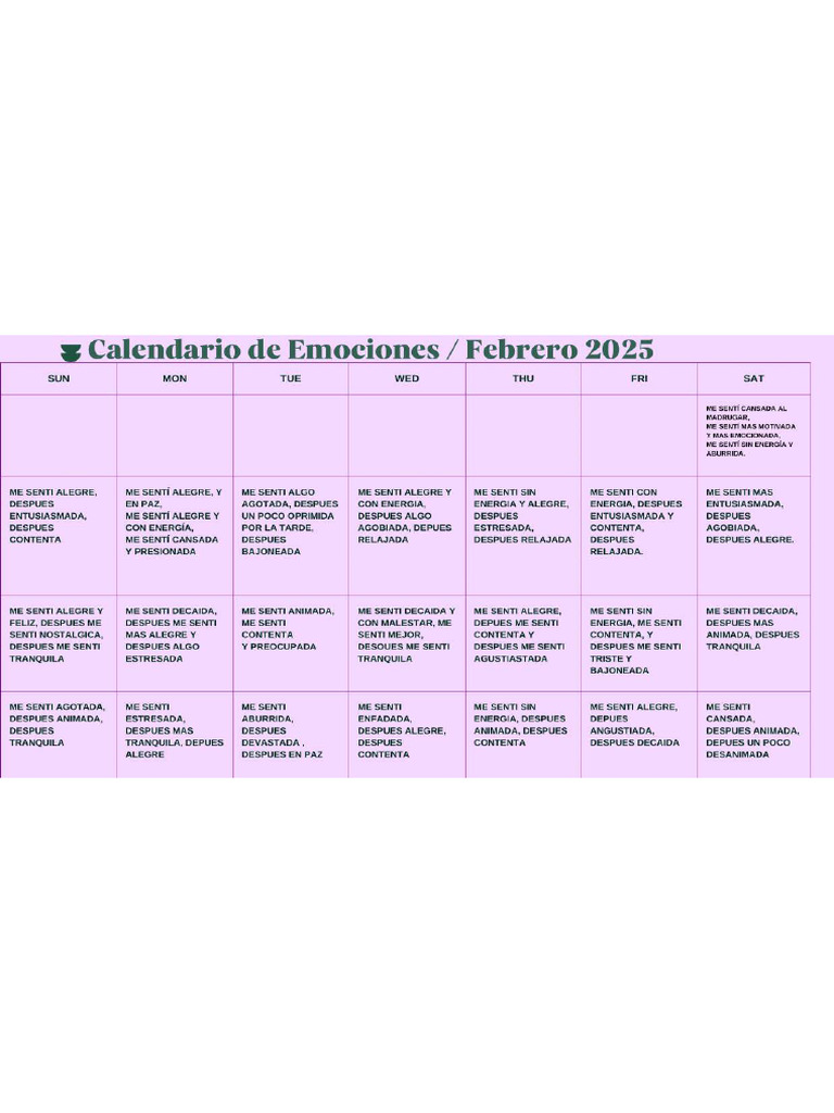 Calendario de Emociones | PDF