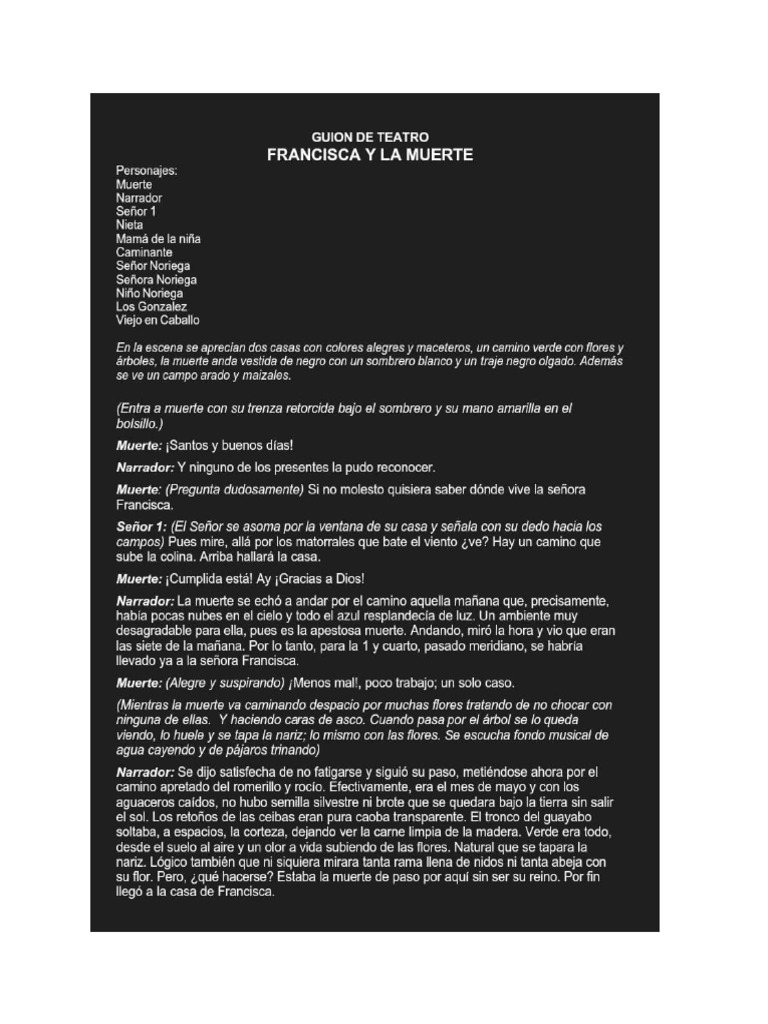 Guion Francisca y La Muerte | PDF