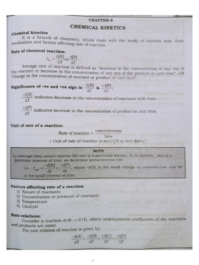 Chemical Kinetics L Notes | PDF